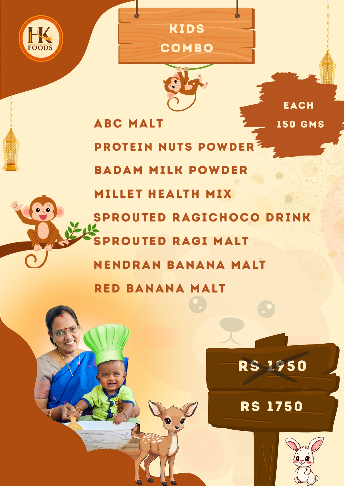 Kids Combo Mix (1.ABC, 2.Sprouted Ragi Malt , 3.Protein Nuts Powder, 4 ...
